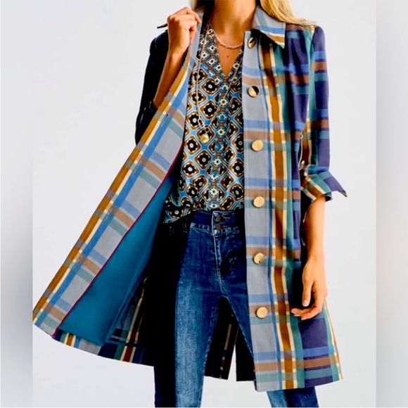 CAbi | Jackets & Coats | Cabi Highclere Trench Plaid Womens Coat 6248 ...